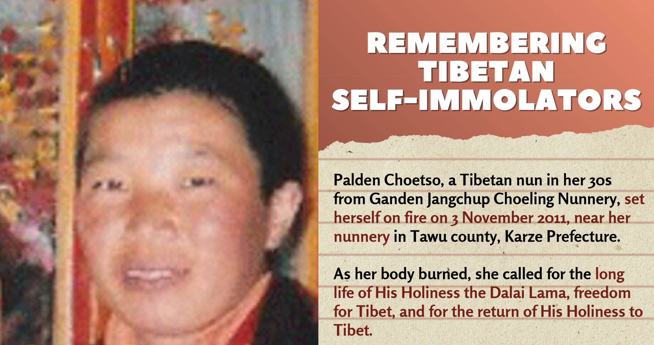 Remembering Tibetan Self-Immolators - Palden Choetso - Central Tibetan ...